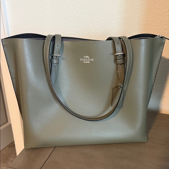 Coach | Bags | Coach Sage Green Leather Tote | Poshmark